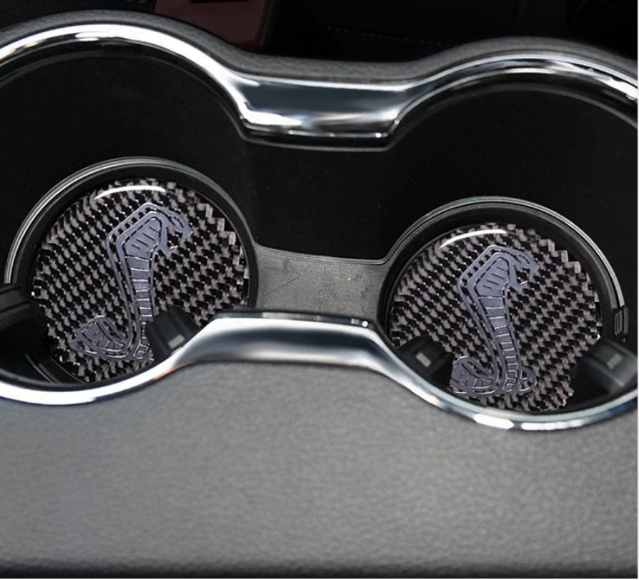 DynaCarbon™ Carbon Fiber Anti-Slip Coaster Overlays for Ford Mustang A ...